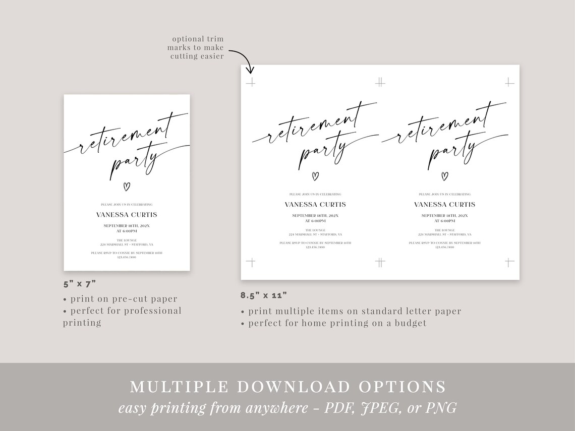 Minimalist Retirement Party Invitation Template, Simple Retirement ...