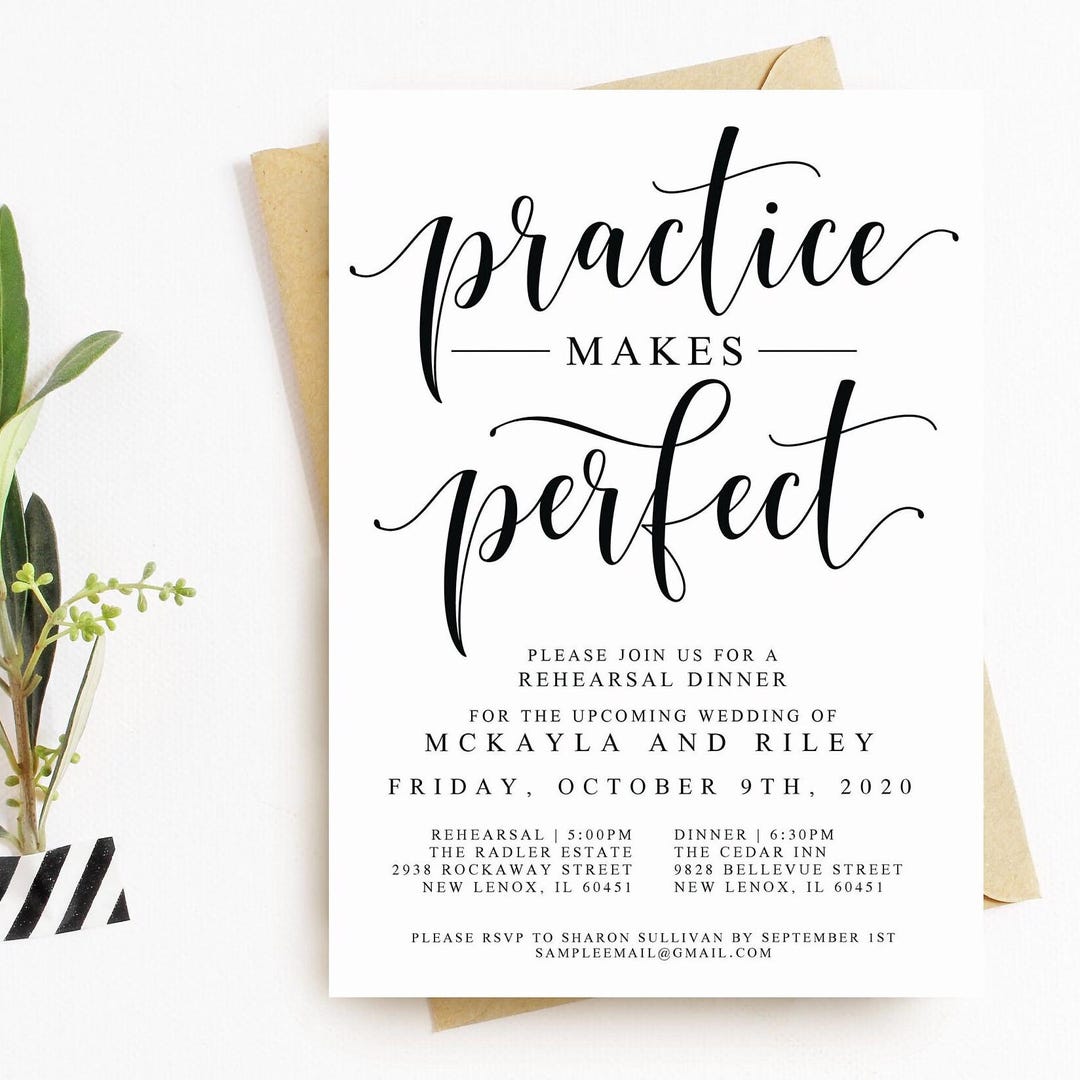 Printable Rehearsal Dinner Invitation, Practice Makes Perfect Rehearsal ...