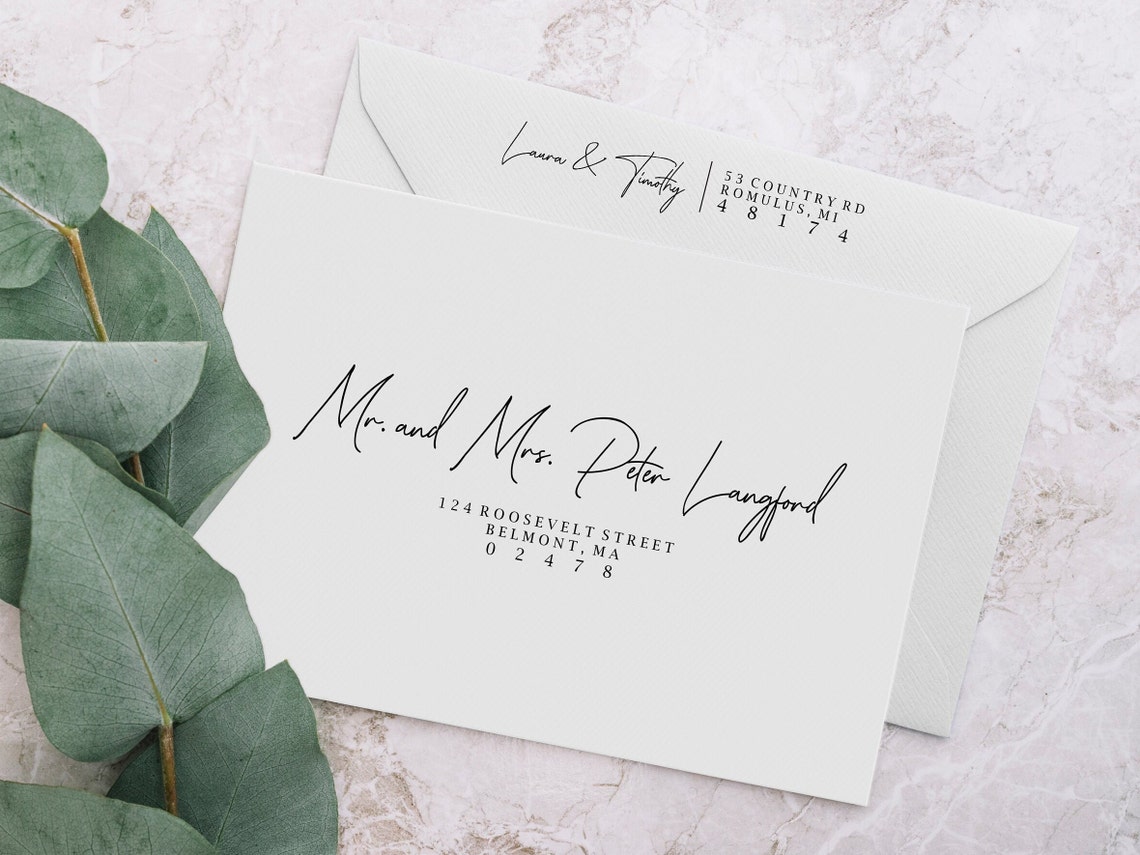 Printable Envelope Address Template Editable Script Wedding - Etsy