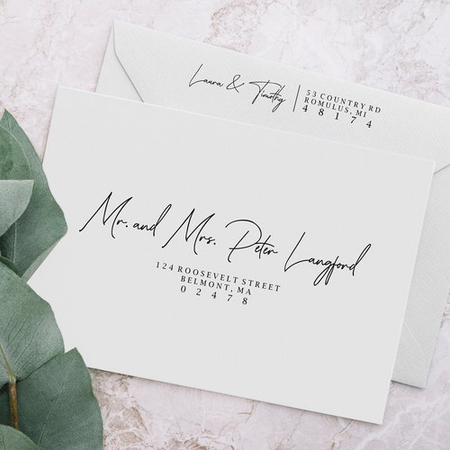 Printable Envelope Address Template Modern Wedding Envelope - Etsy