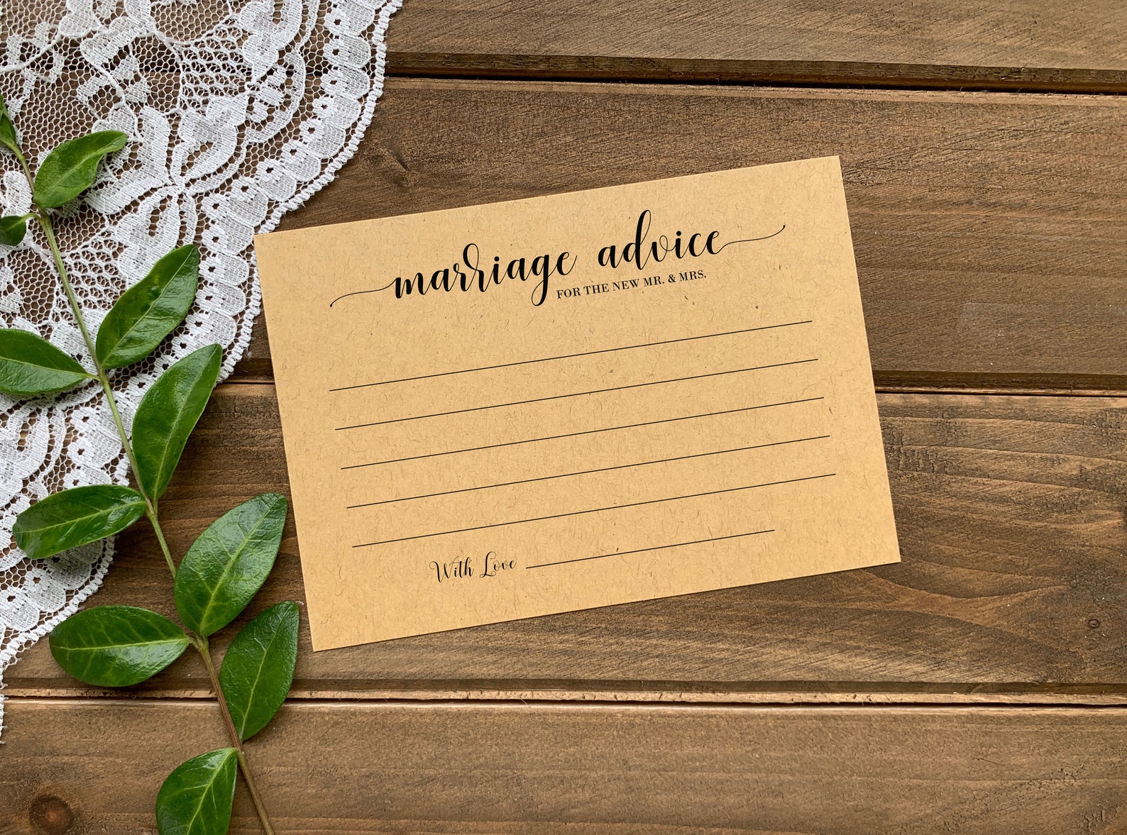 Marriage Advice Card Printable, Bridal Shower Game, Printable Template ...