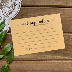 Marriage Advice Card Printable, Bridal Shower Game, Printable Template ...