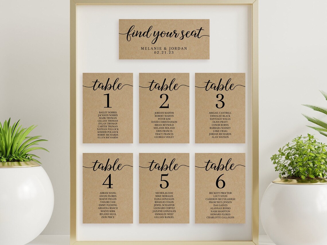 Printable Wedding Seating Plan Editable Template Find Your - Etsy Canada