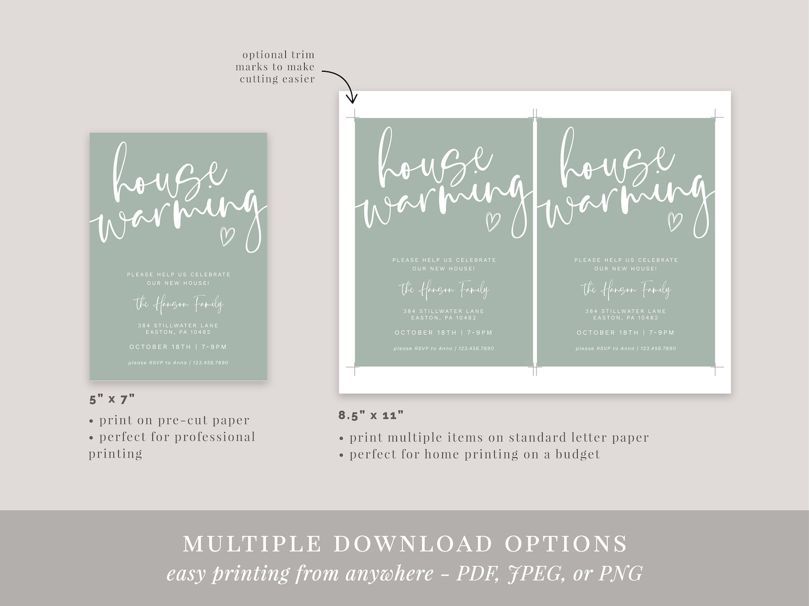 Minimalist Housewarming Party Invitation Template, Moving Announcement ...