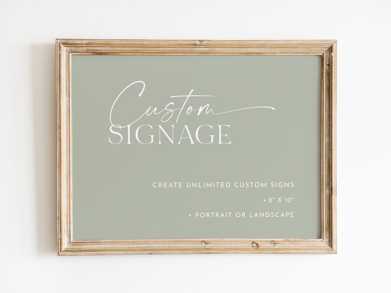 Sage Green Minimalist Custom Sign Template, Printable Sign, Editable ...