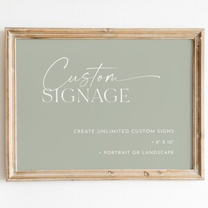 Sage Green Minimalist Custom Sign Template, Printable Sign, Editable ...