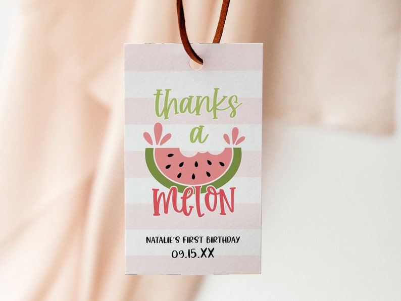 Thanks A Melon First Birthday Thank You Tag, One in A Melon Birthday ...