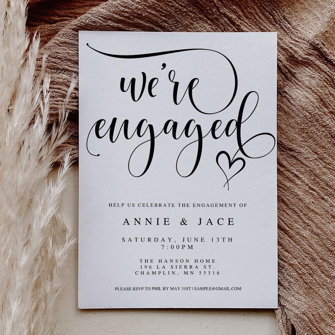 Printable Engagement Announcement, We're Engaged, Editable Engagement ...