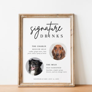 Pet Signature Drink Sign, Dog Signature Drink Sign Template, Wedding ...