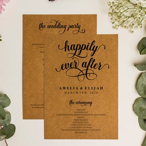 Happily Ever After Wedding Program Template // Order of | Etsy