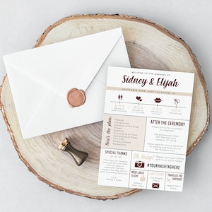 Printable Infographic Wedding Program, Burgundy Ceremony Program ...