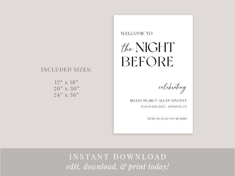 The Night Before Minimalist Wedding Rehearsal Dinner Welcome - Etsy
