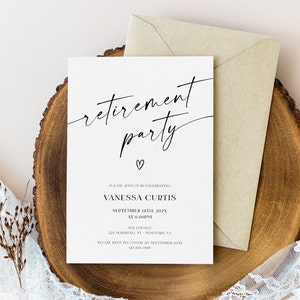 Minimalist Retirement Party Invitation Template, Simple Retirement ...