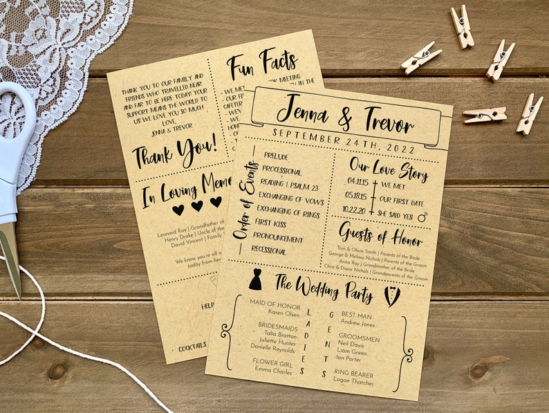 Printable Rustic Wedding Program Template Editable Order of - Etsy