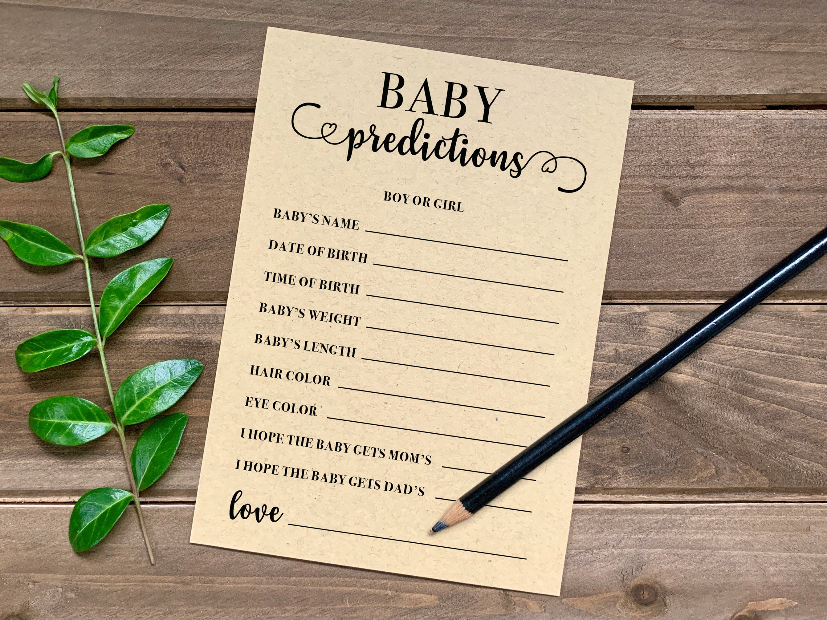 Baby Predictions Baby Shower Game Template Printable Baby - Etsy