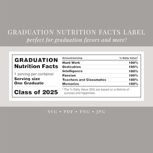 Graduation Nutrition Facts Label for Graduation Candy Bar Wrapper ...