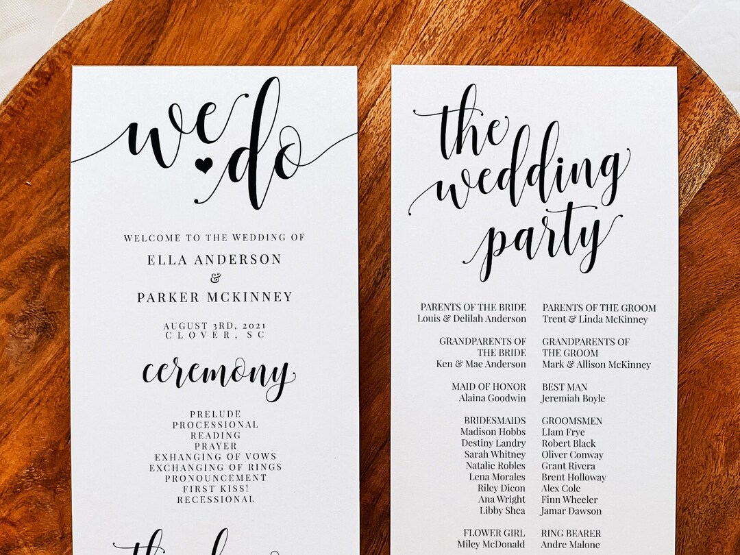 We Do Wedding Ceremony Program, Order of Ceremony Program, Editable ...