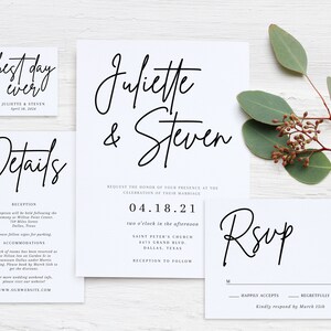 Signature Script Wedding Invitation Set Template, Handwriting Wedding ...