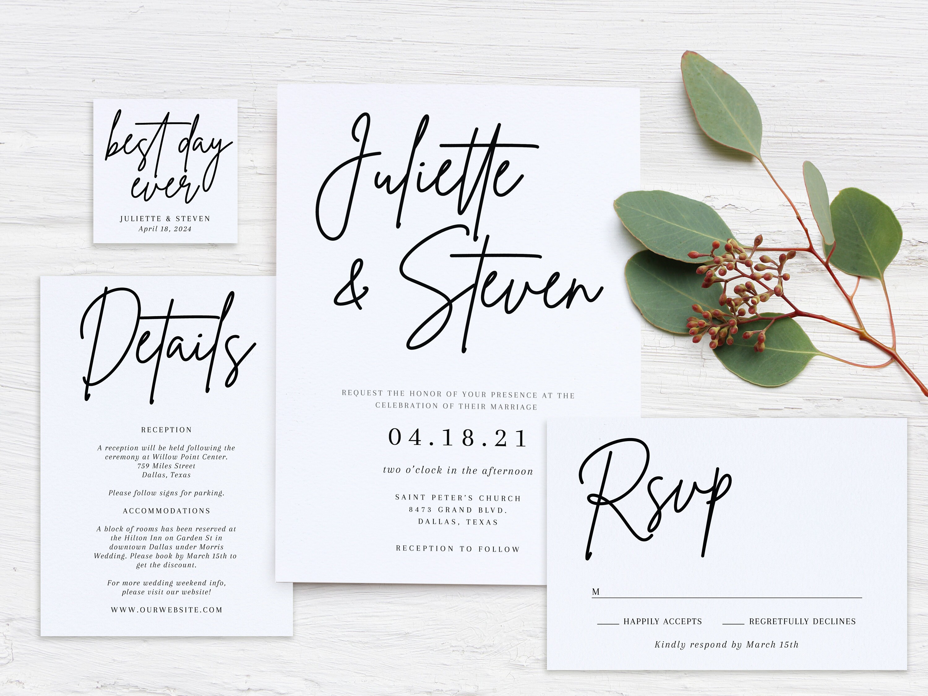 Signature Script Wedding Invitation Set Template Handwriting - Etsy
