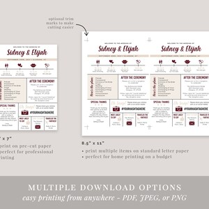 Printable Infographic Wedding Program, Burgundy Ceremony Program ...