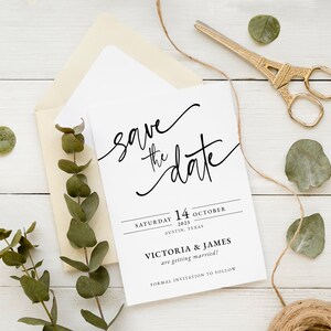 Script Save the Date Template Printable Save the Date | Etsy