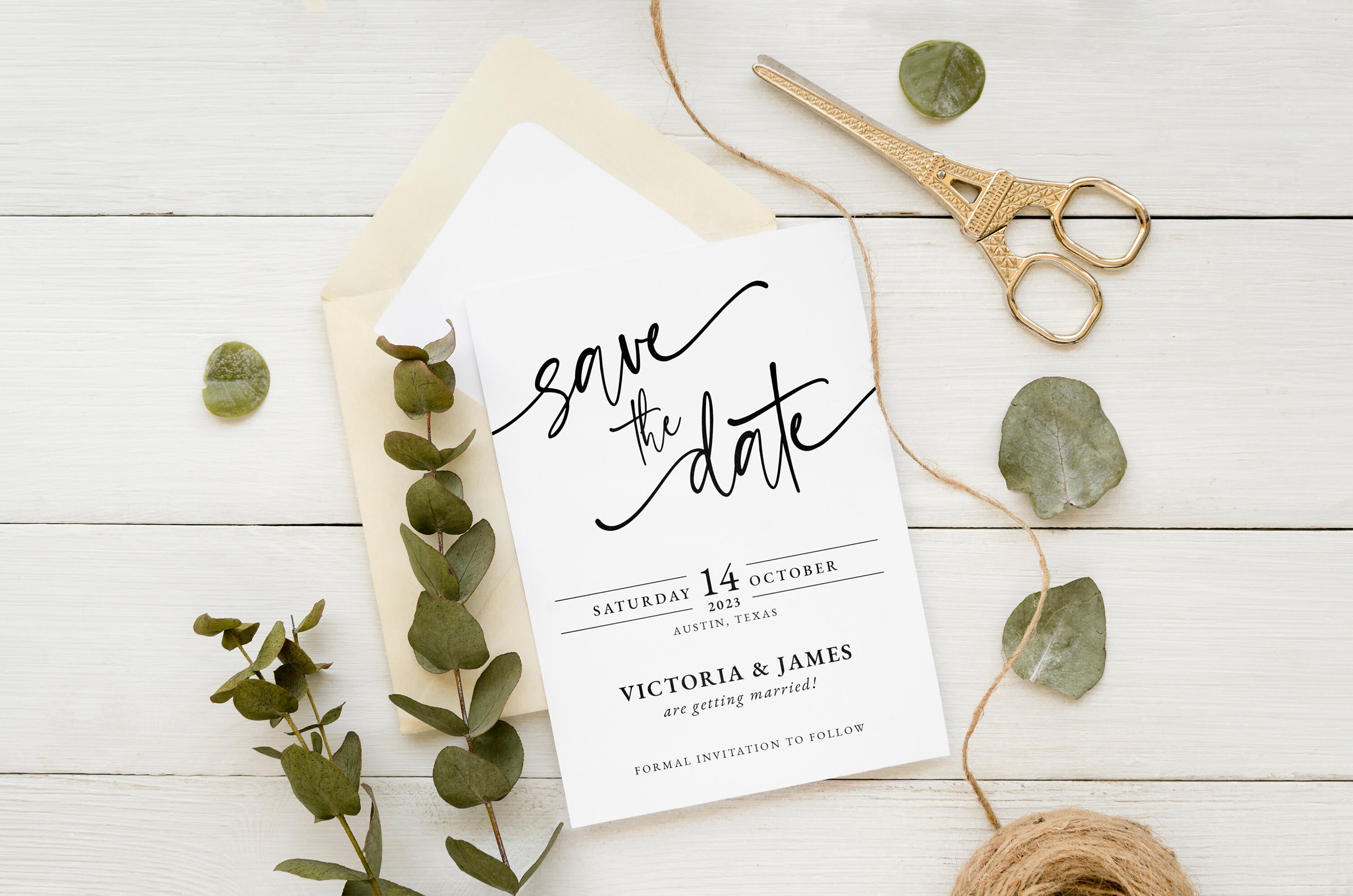 Script Save the Date Template Printable Save the Date | Etsy