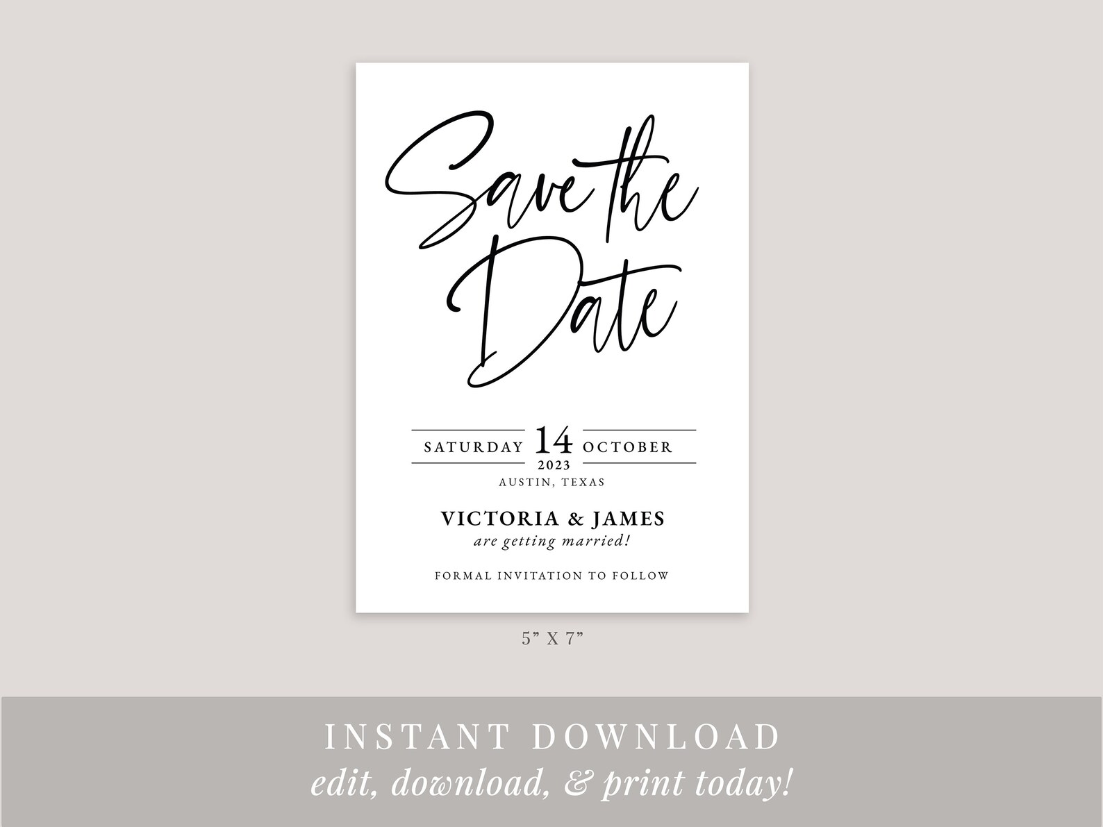 Script Save the Date Template Printable Save the Date - Etsy