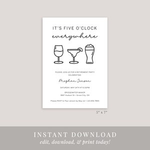 It's Five O'clock Everywhere Retirement Party Invitation Template ...