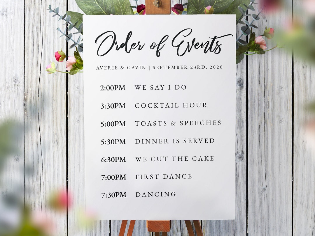 Order of Events Printable Wedding Sign Editable Wedding - Etsy