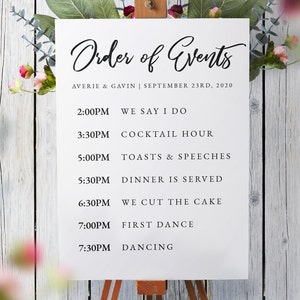 Order of Events Printable Wedding Sign, Editable Wedding Schedule ...