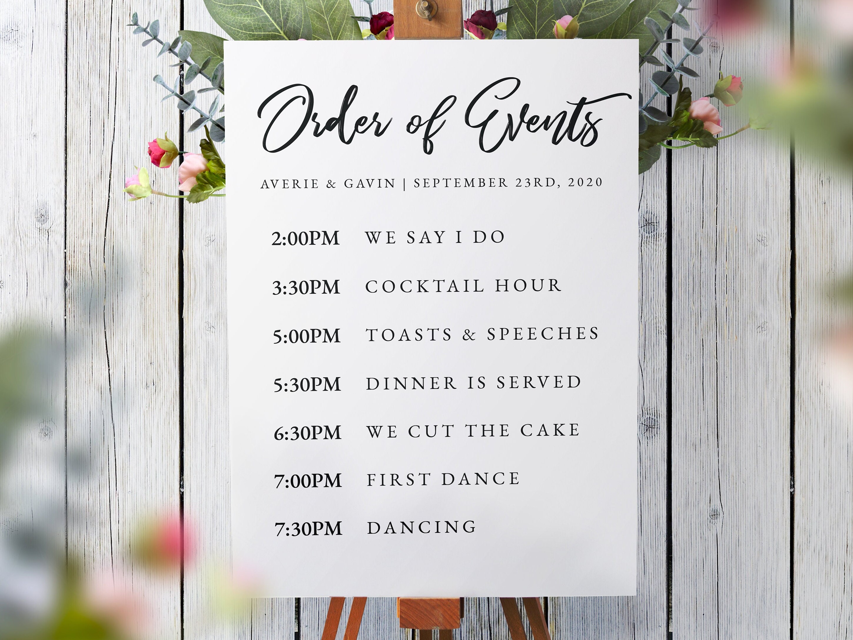 Order of Events Printable Wedding Sign Editable Wedding | Etsy