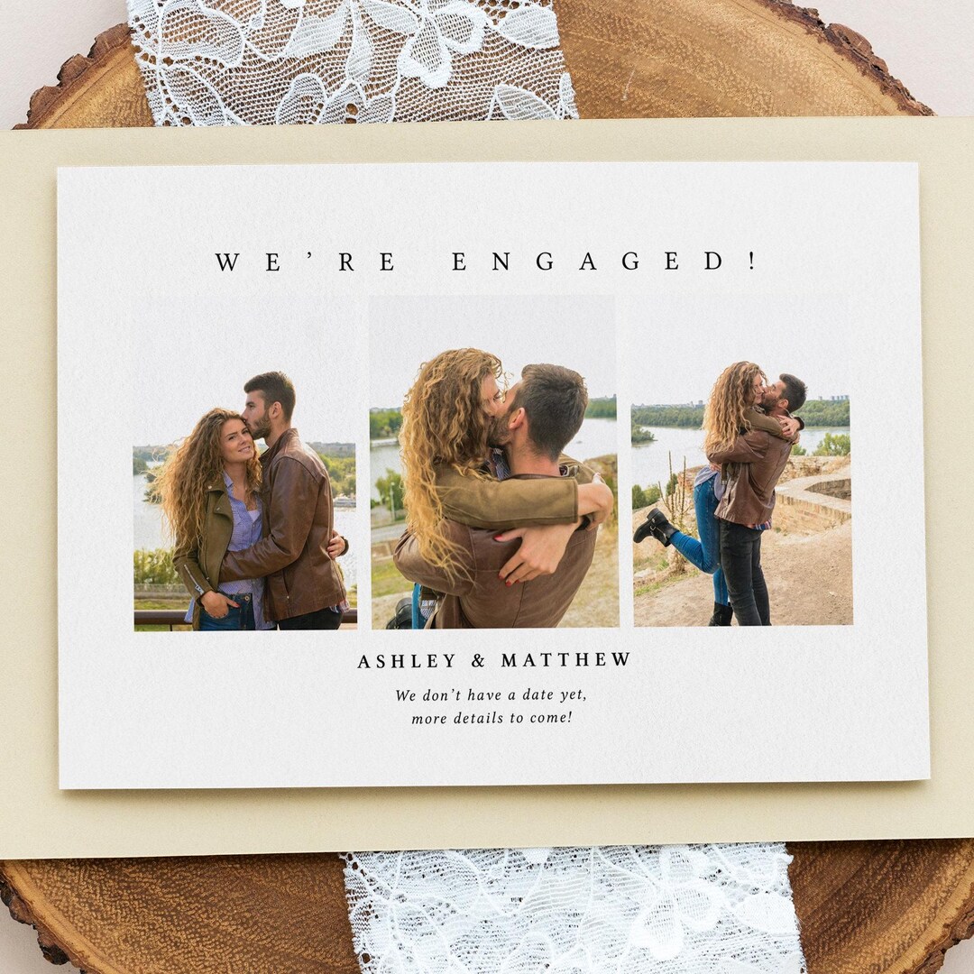 Minimalist Photo Engagement Announcement Template, We're Engaged ...