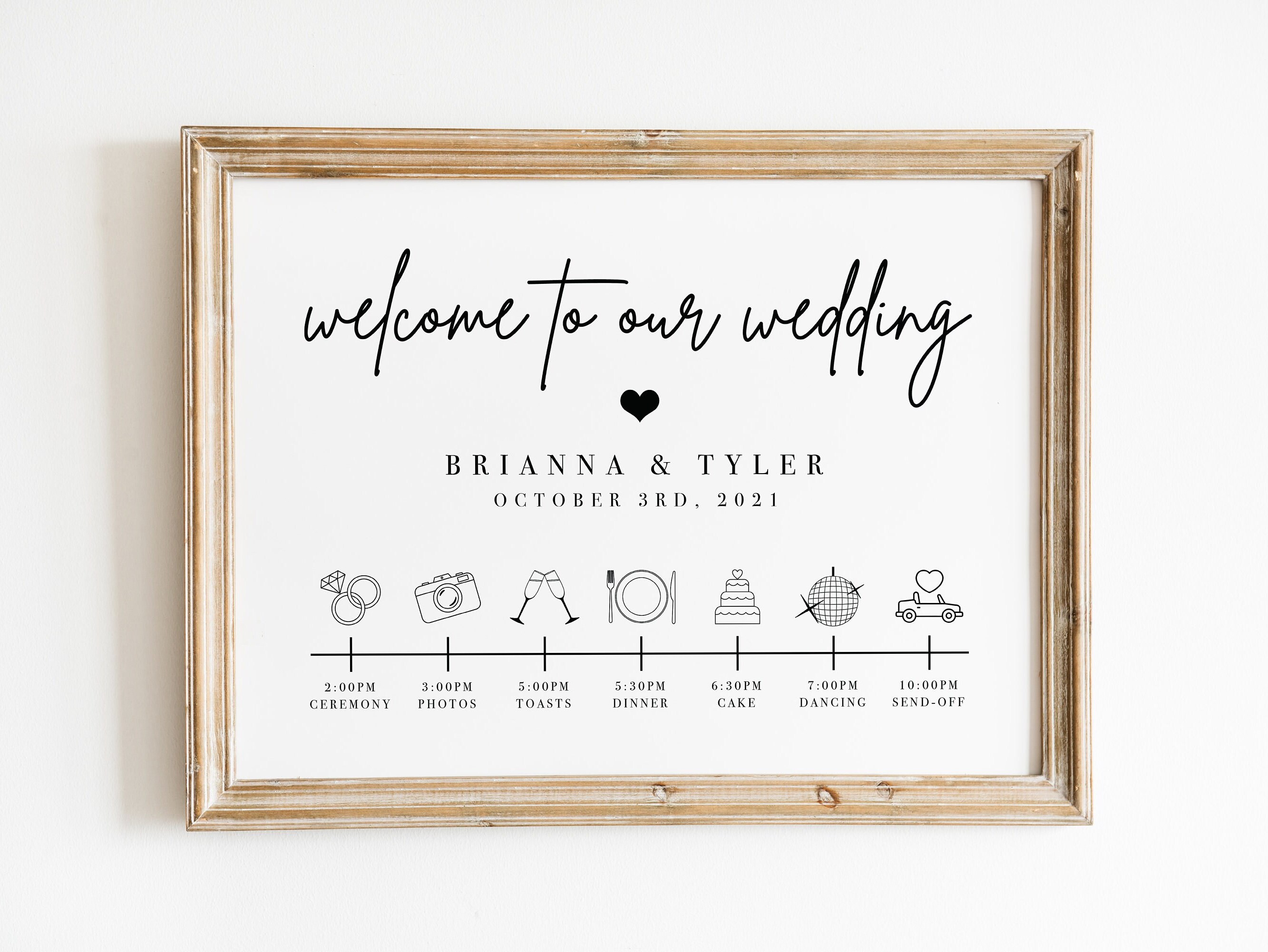 Wedding Timeline Welcome Sign, Printable Welcome Wedding Poster ...