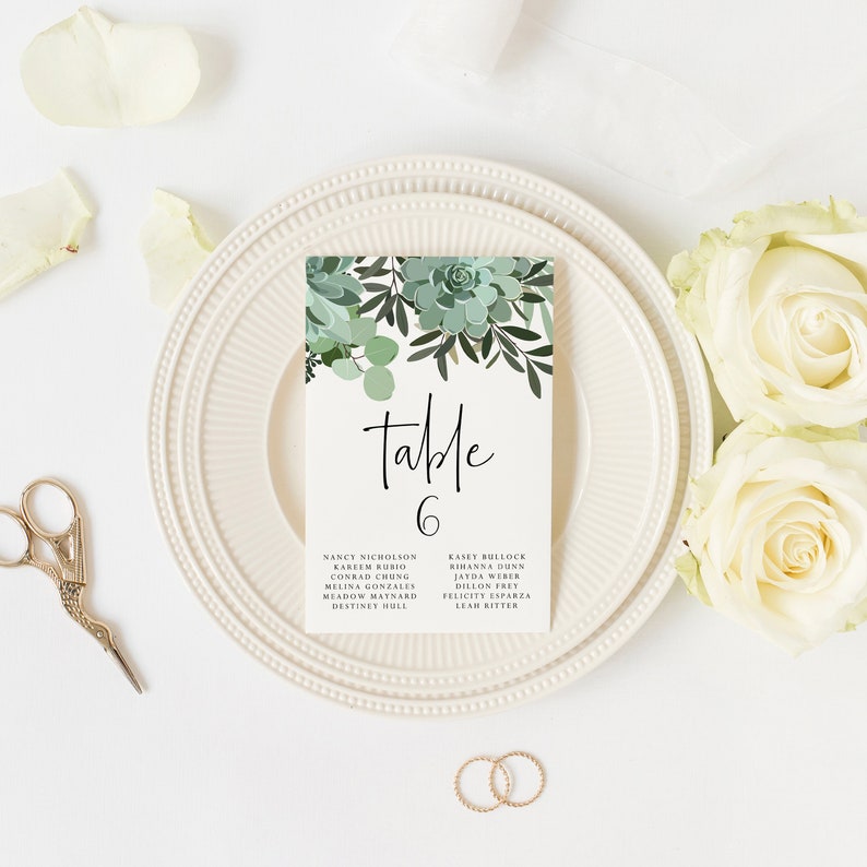 Printable Succulent Wedding Seating Chart, Editable Seating Plan ...