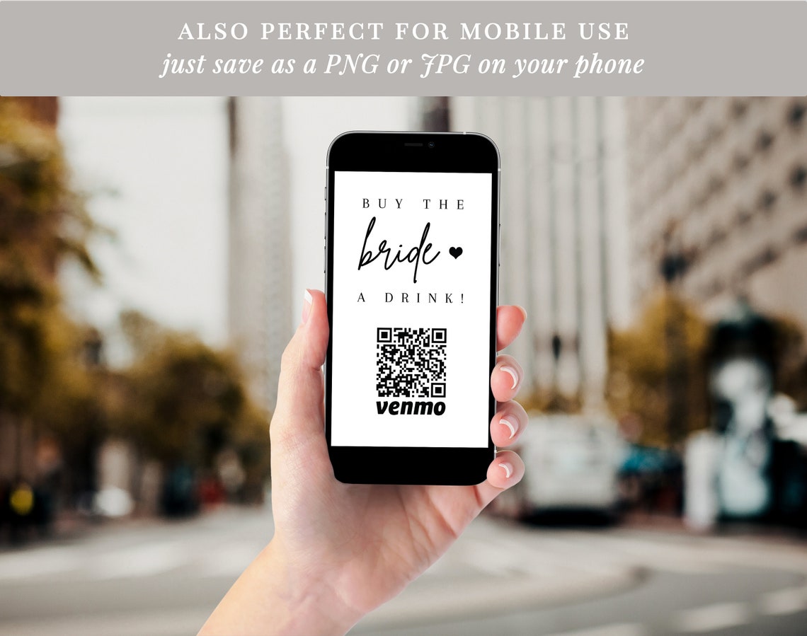 Buy the Bride A Drink QR Code Template, Printable Venmo QR Code Card ...