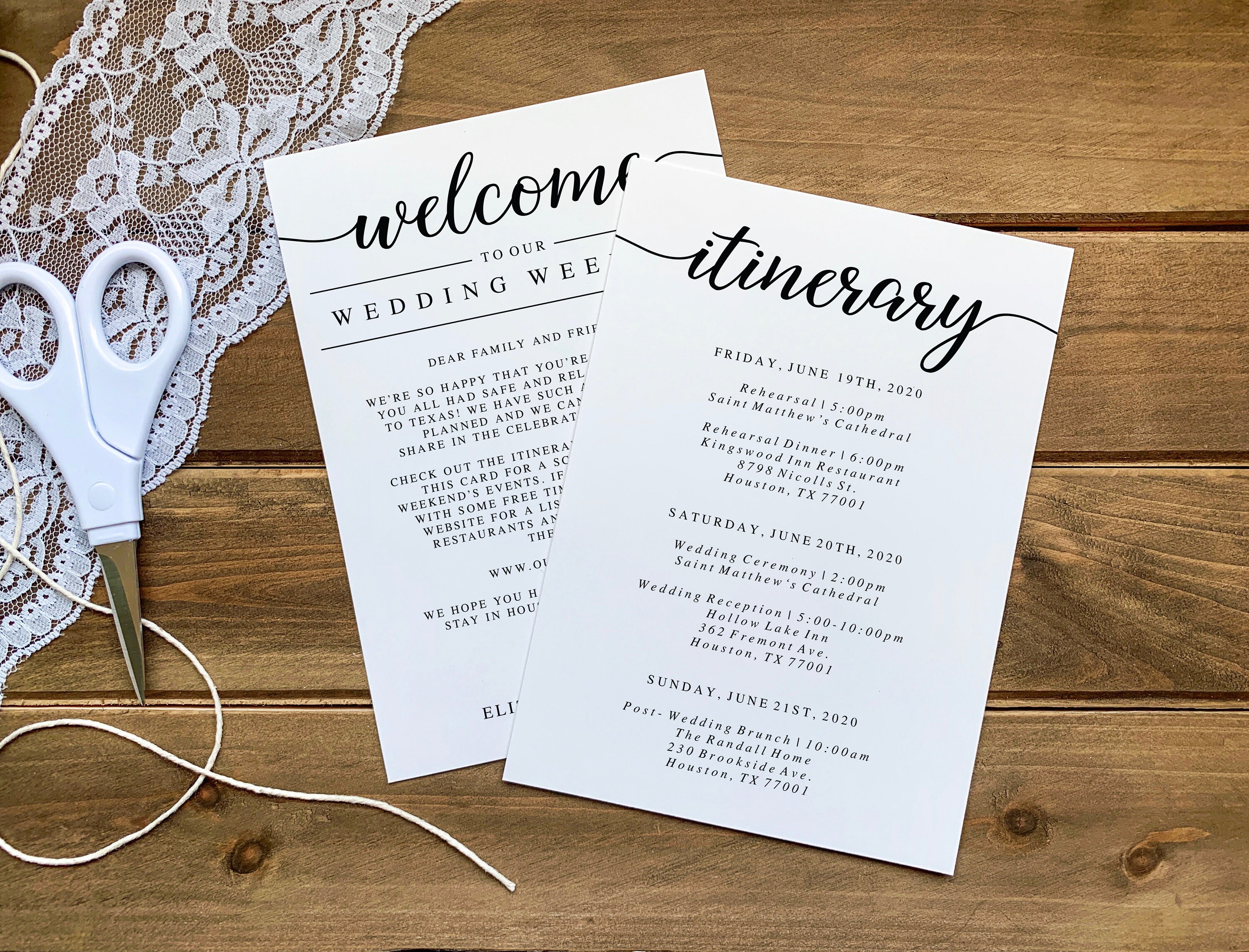 Printable Wedding Welcome Card // Welcome Bag Insert // | Etsy