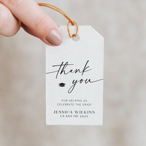 Graduation Party Thank You Tag Template, Graduation Party Favor Tag ...