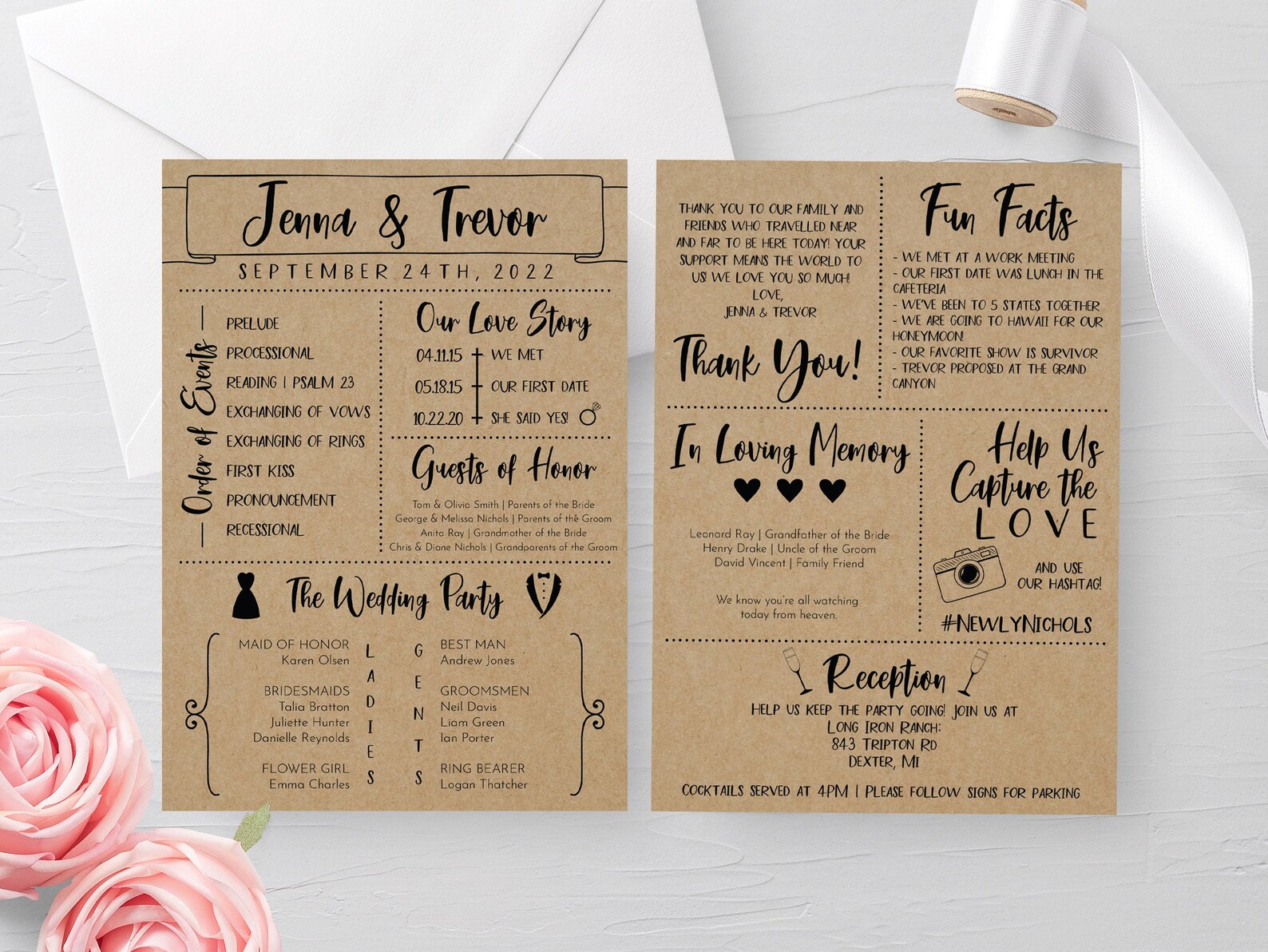 Printable Rustic Wedding Program Template Editable Order of | Etsy Canada