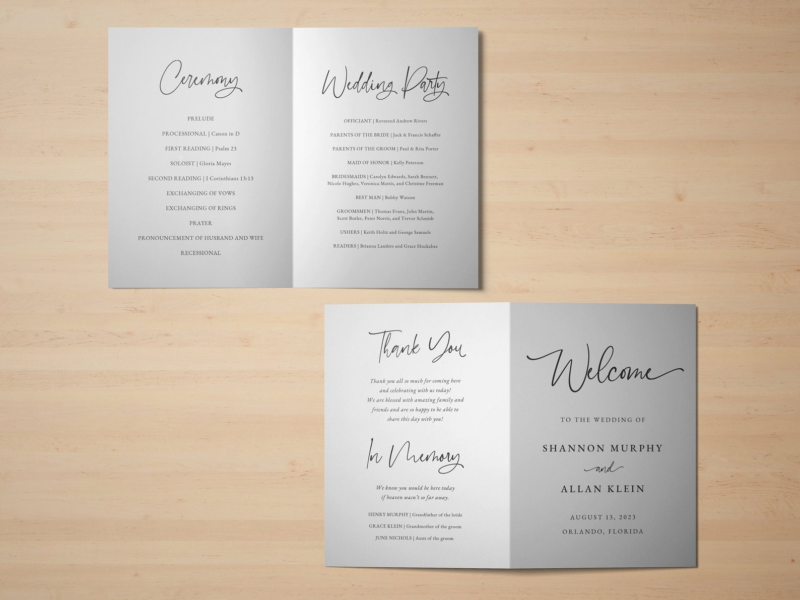 Folded Wedding Program Template Printable Order of Ceremony | Etsy