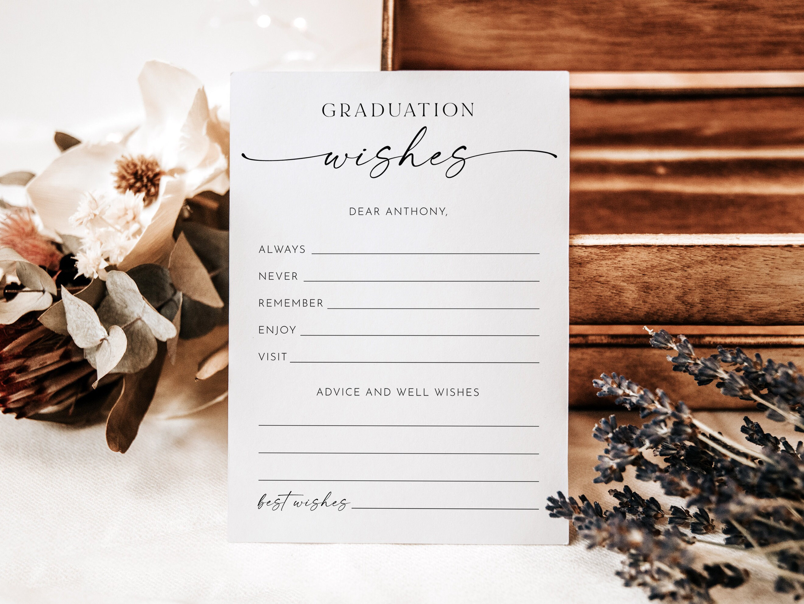 Graduation Wishes Advice Card Template Minimalist Advice for - Etsy