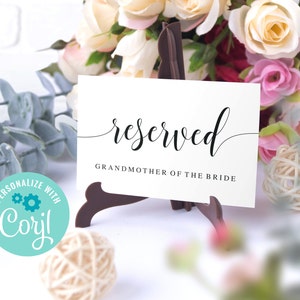 Reserved Wedding Place Cards // Printable Reserved Place Cards | Etsy