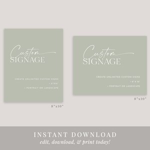 Sage Green Minimalist Custom Sign Template, Printable Sign, Editable ...