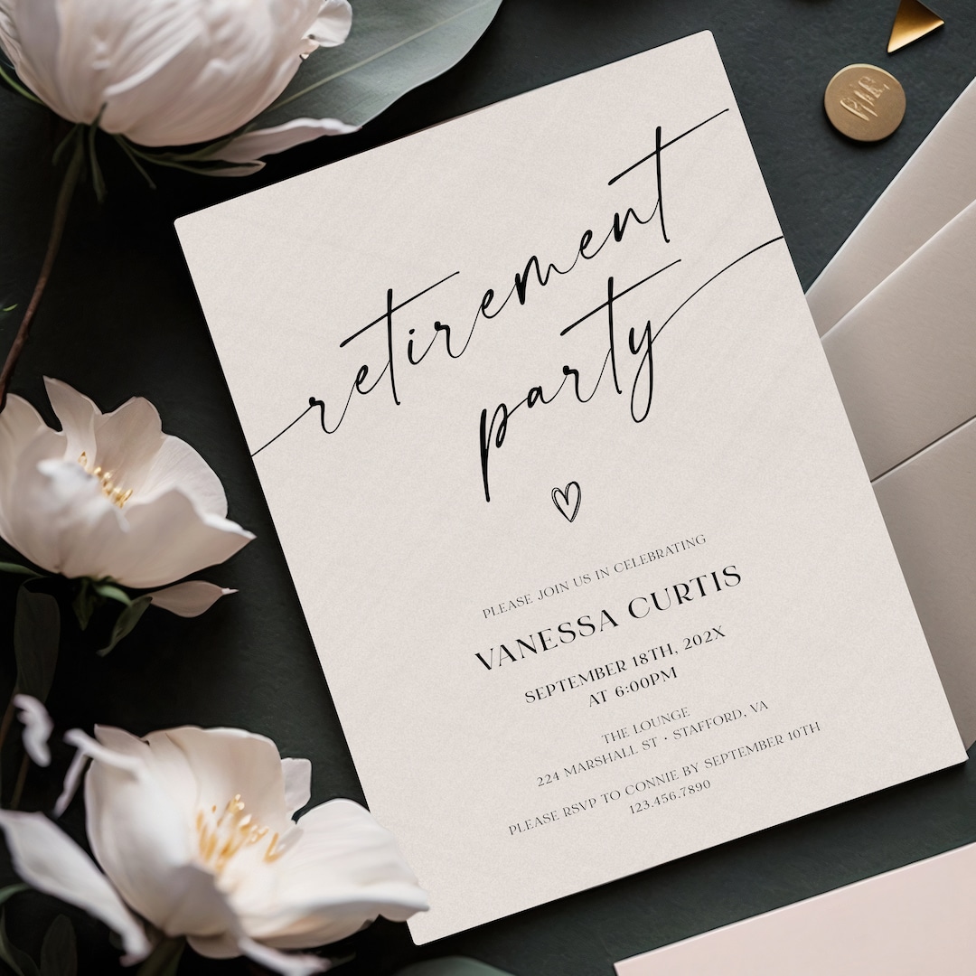 Minimalist Retirement Party Invitation Template, Simple Retirement ...