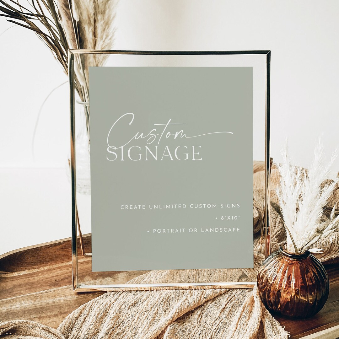 Sage Green Minimalist Custom Sign Template, Printable Sign, Editable ...