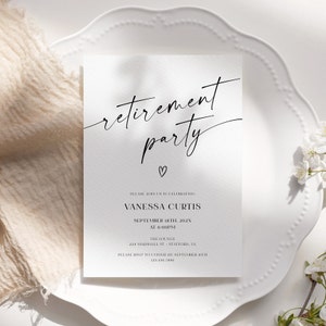 Minimalist Retirement Party Invitation Template, Simple Retirement ...