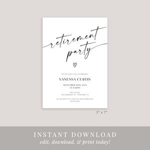 Minimalist Retirement Party Invitation Template, Simple Retirement ...