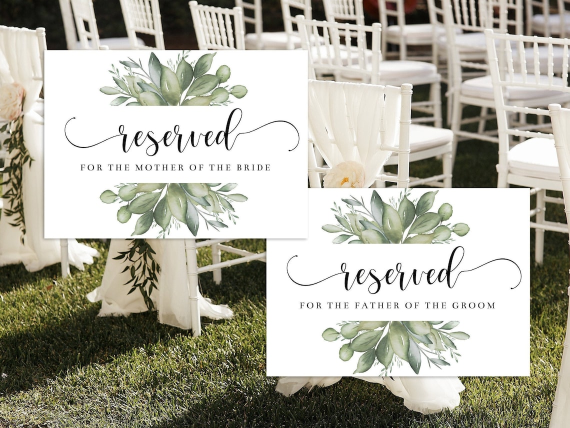 Printable Reserved Seat Wedding Sign Editable Reserved - Etsy