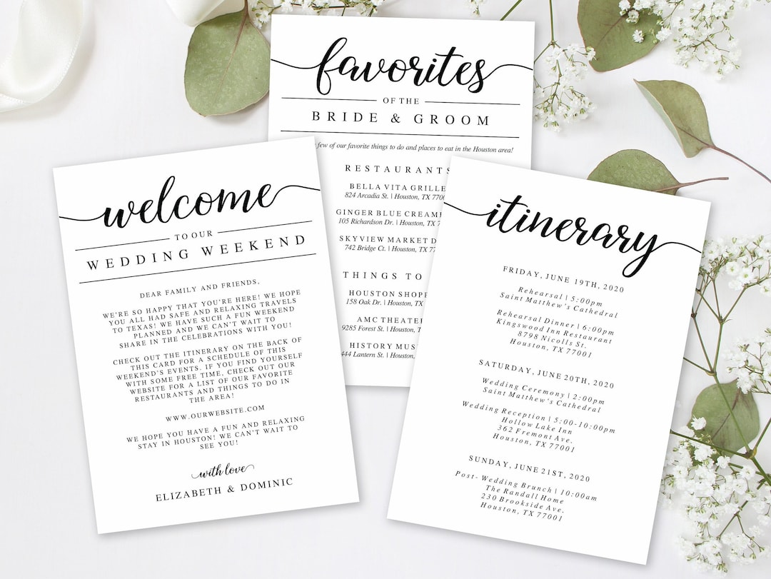 Printable Wedding Welcome Card, Welcome Bag Insert, Welcome Card ...
