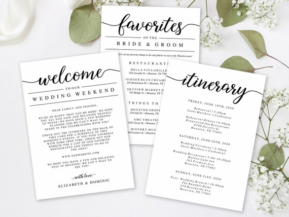 Printable Wedding Welcome Card Welcome Bag Insert Welcome - Etsy