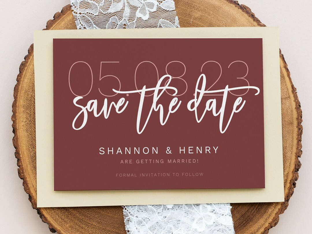 Printable Dusty Rose Save the Date Template, Editable Wedding Save the ...